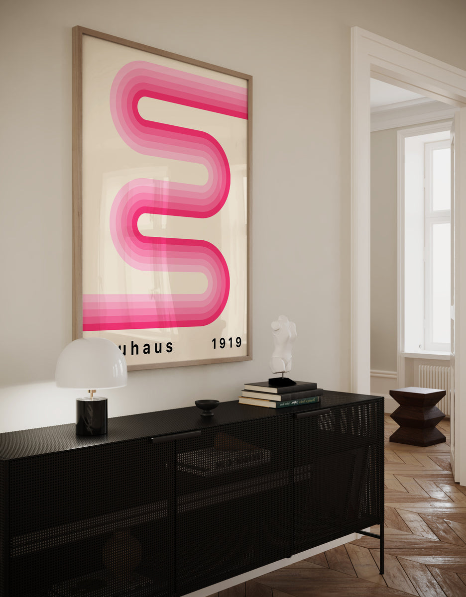 Pink Stripes Bauhaus Poster – Luxe Poster Co