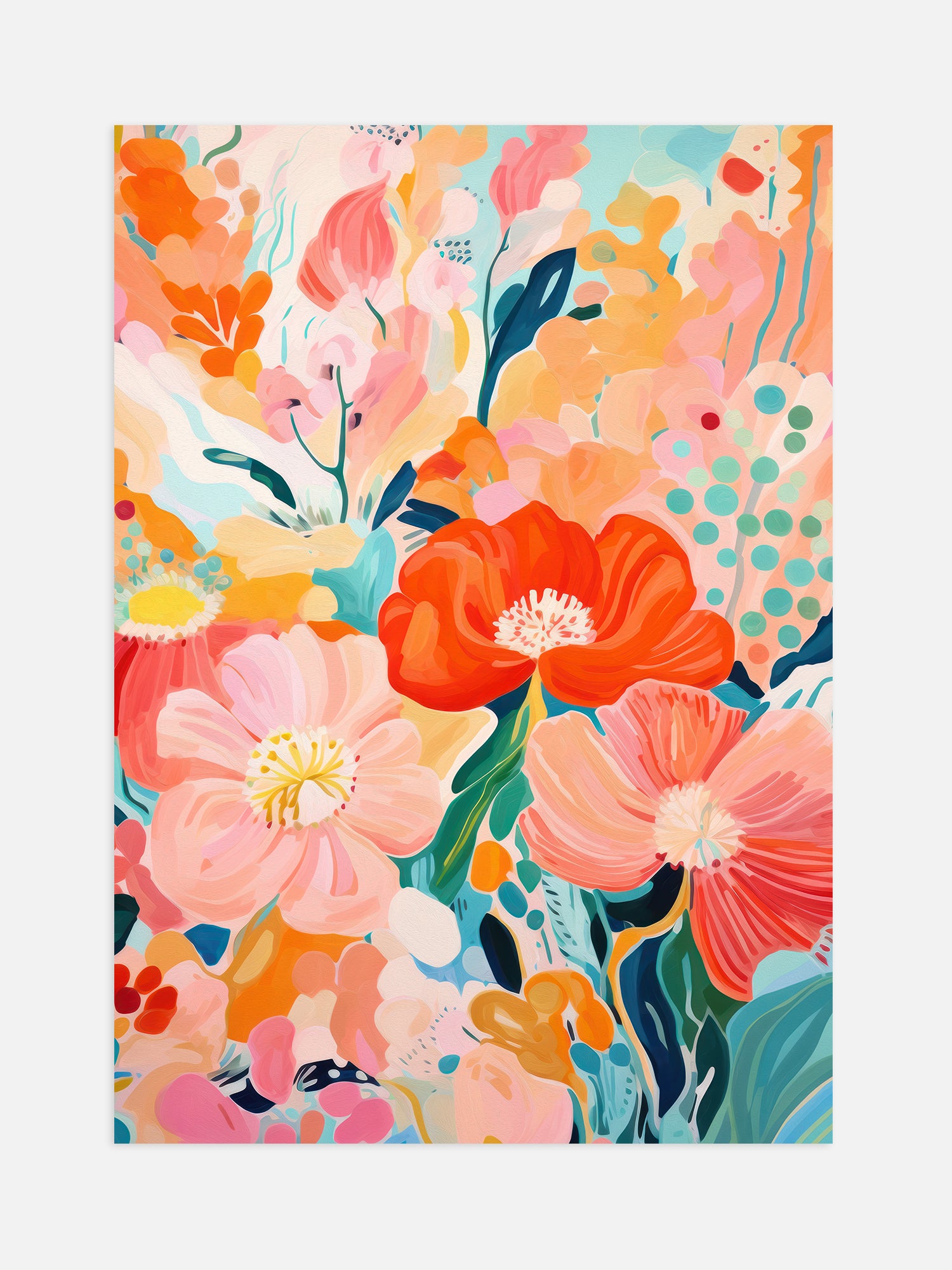 Pastel Flowers Abstract Art Print Luxe Poster Co