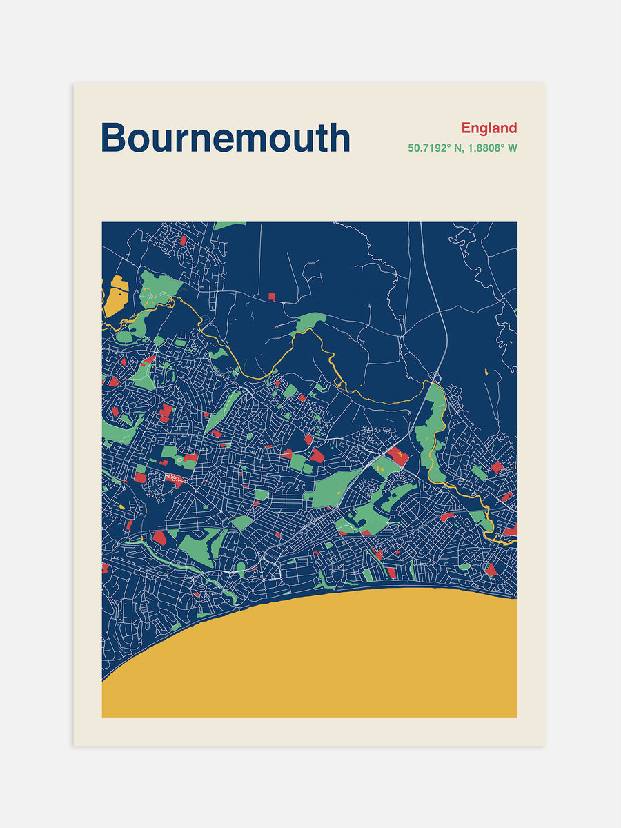 Bournemouth Map Print – Luxe Poster Co