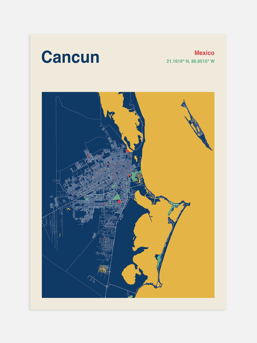 Cancun Map Print – Luxe Poster Co