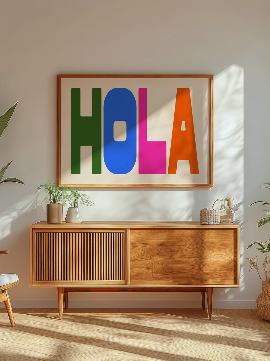 Multicolour Hola Print | Digital Download – Luxe Poster Co
