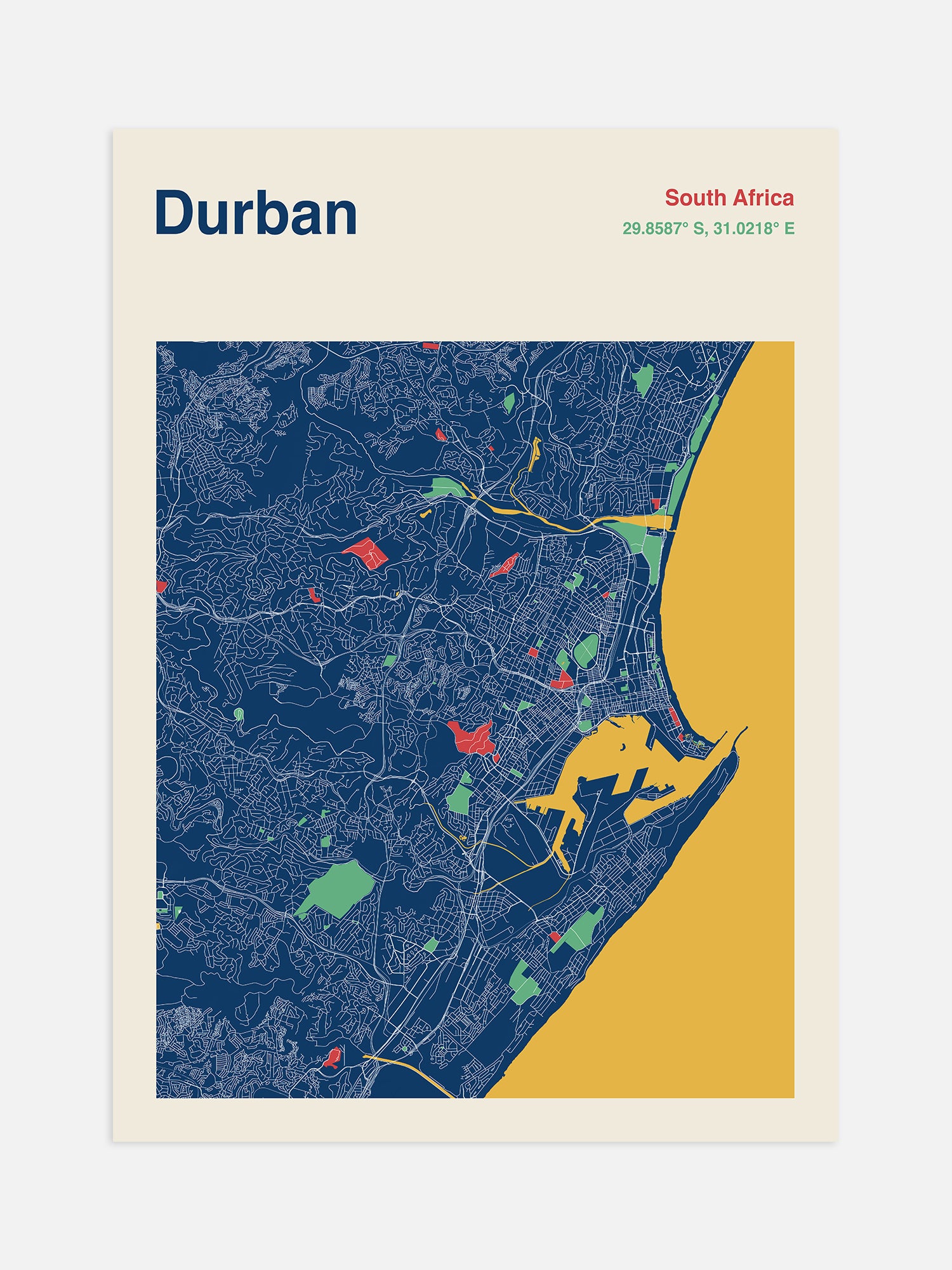 Durban Map Print – Luxe Poster Co