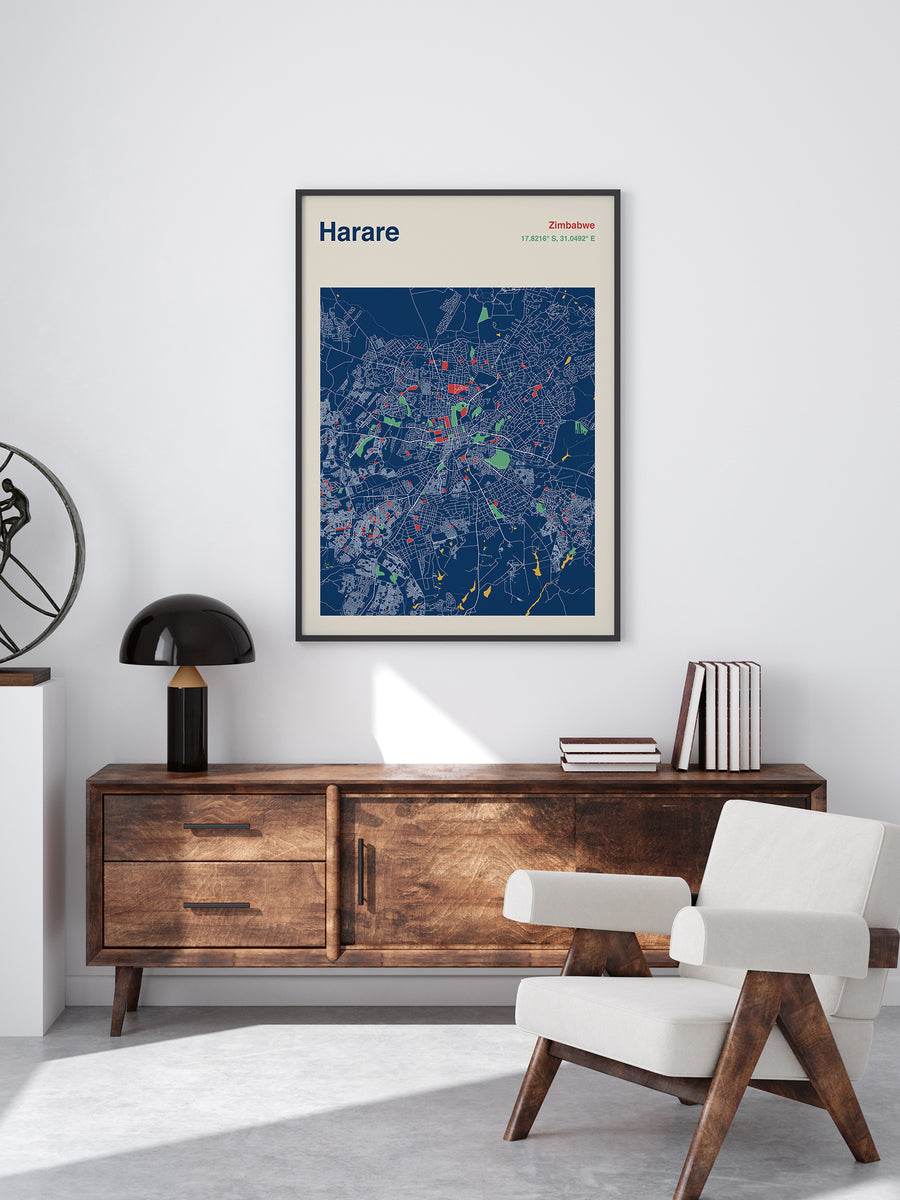 Harare Map Print – Luxe Poster Co