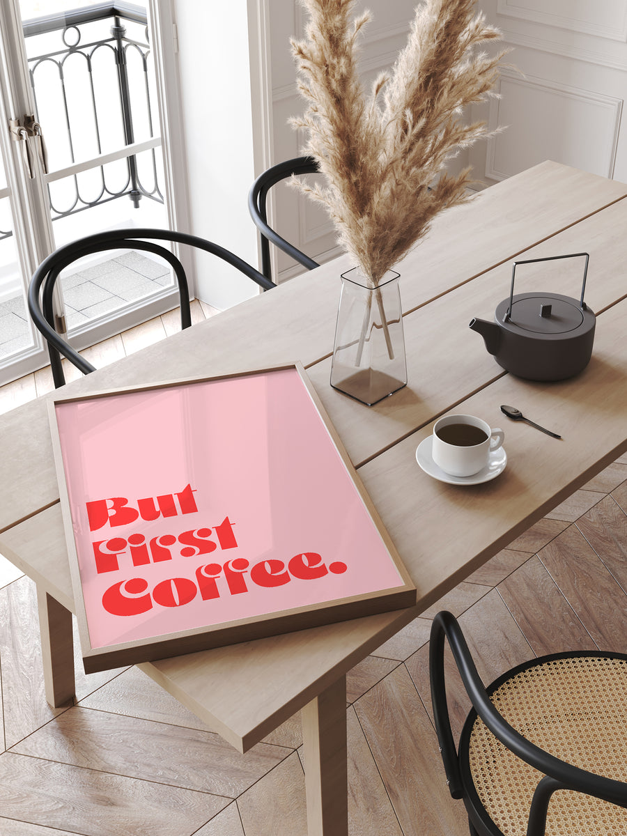 Pink Coffee Typography Print – Luxe Poster Co