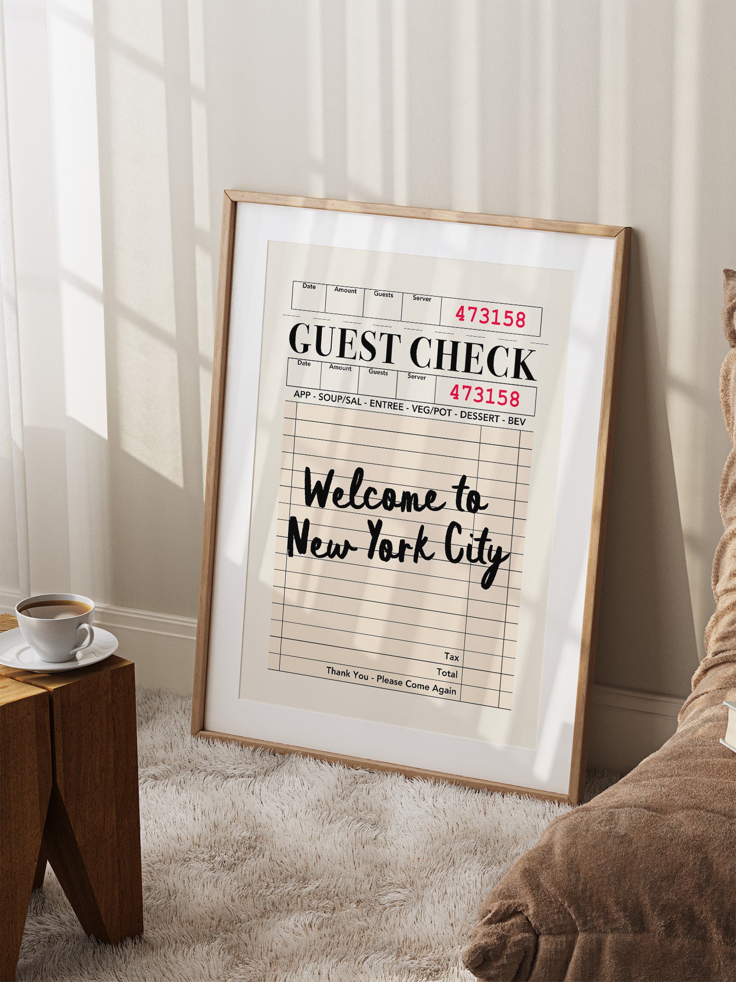 Retro Guest Check Print | Digital Download – Luxe Poster Co