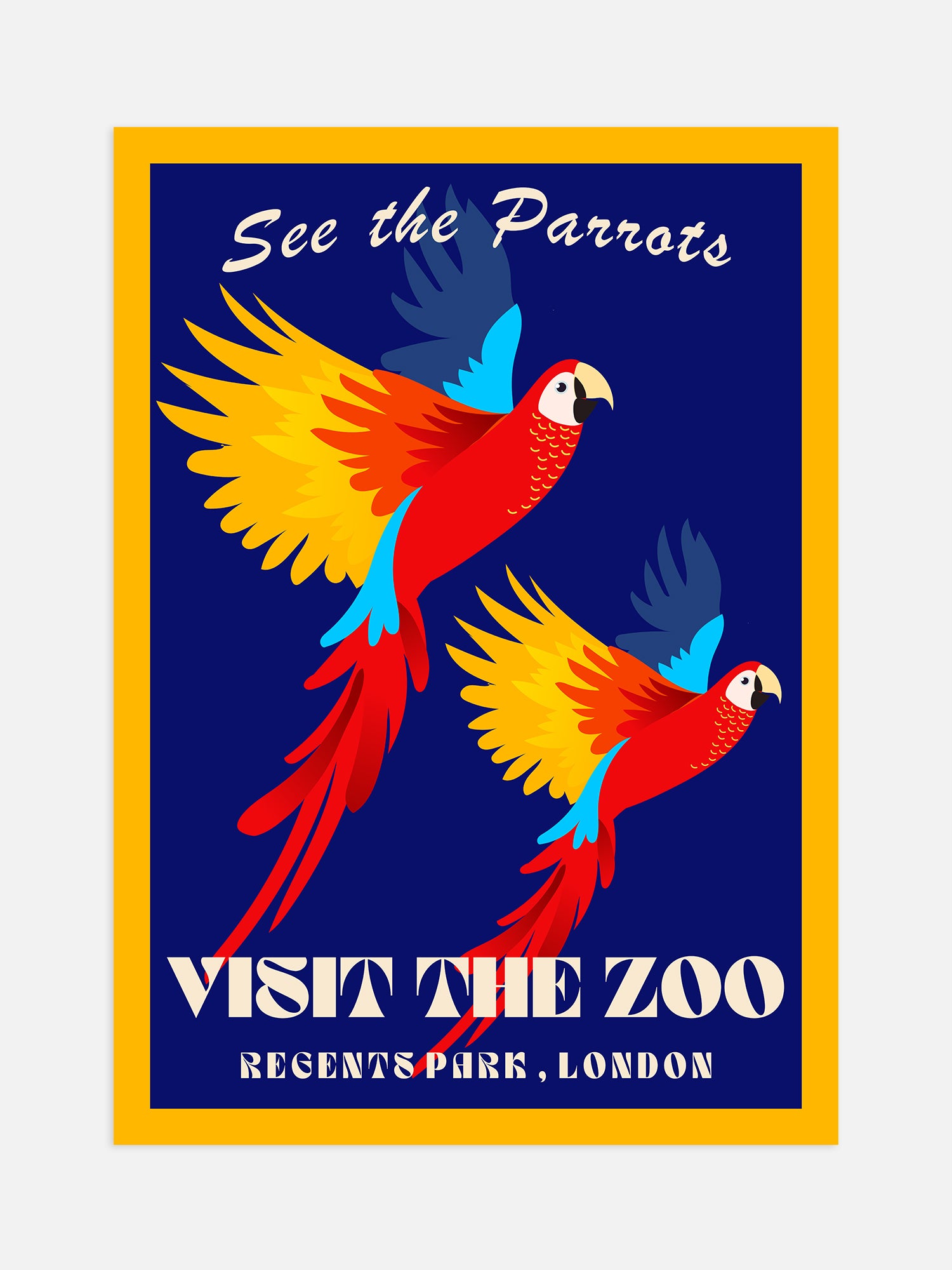 Visit The Zoo, Parrots Poster – Luxe Poster Co