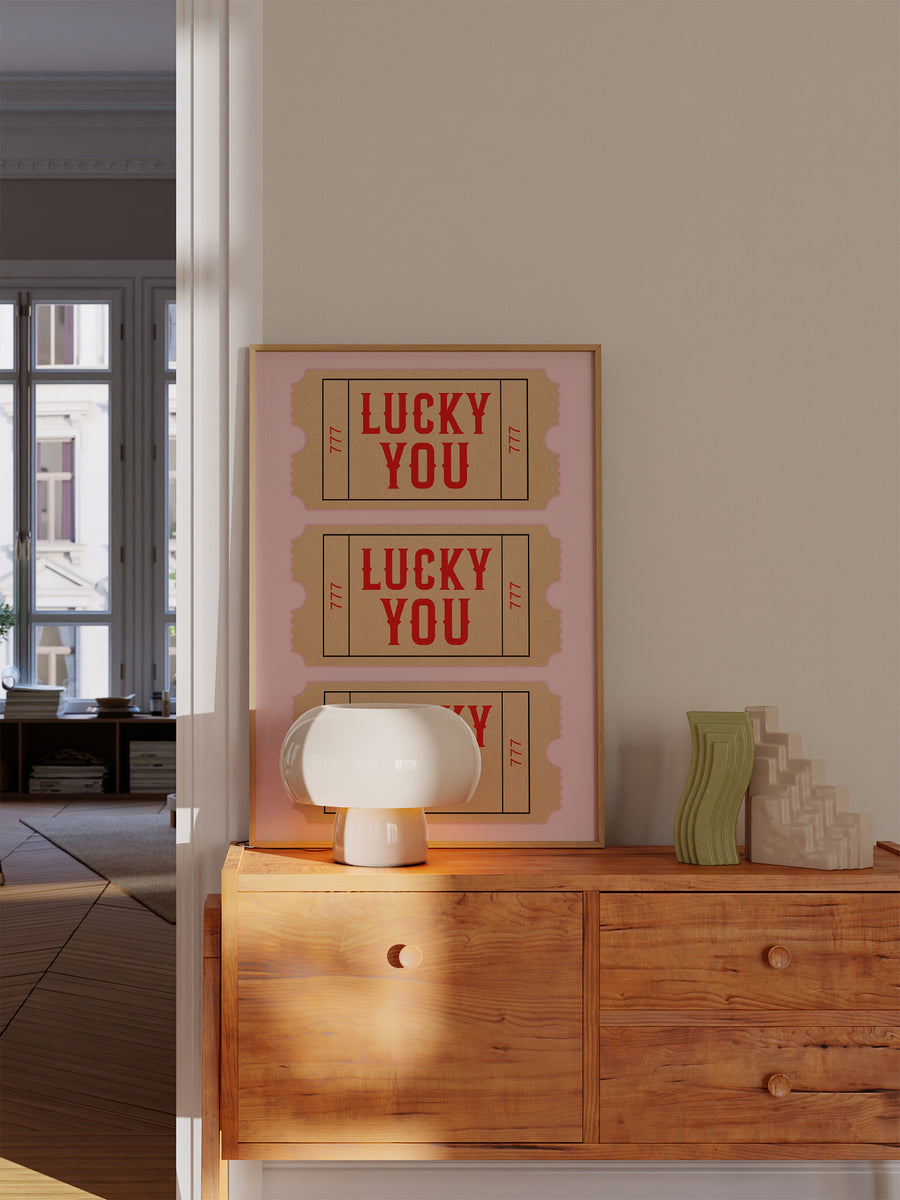 Retro Lucky You Ticket Poster – Luxe Poster Co